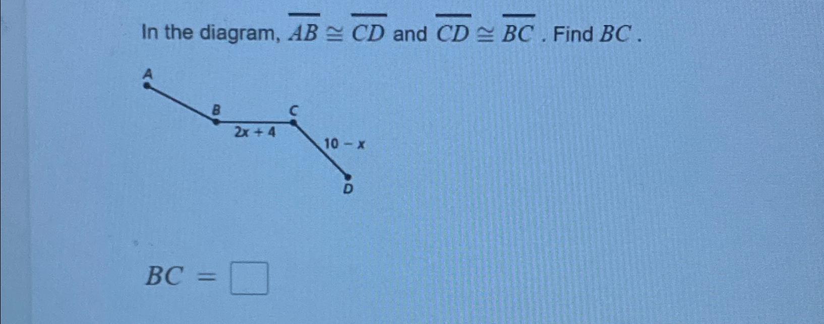 Solved In the diagram, ?bar (AB)~?b=ar (CD) ﻿and | Chegg.com
