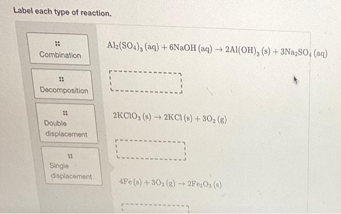 Solved Label each type of reaction. Combination | Chegg.com