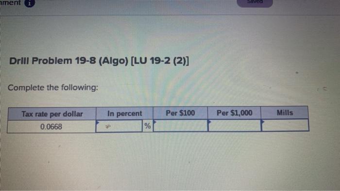 Solved Drill Problem 19-8 (Algo) [LU 19-2 (2)] Complete the | Chegg.com