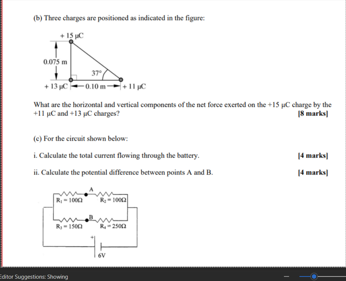 Solved solve(b) ﻿Three charges are positioned as indicated | Chegg.com