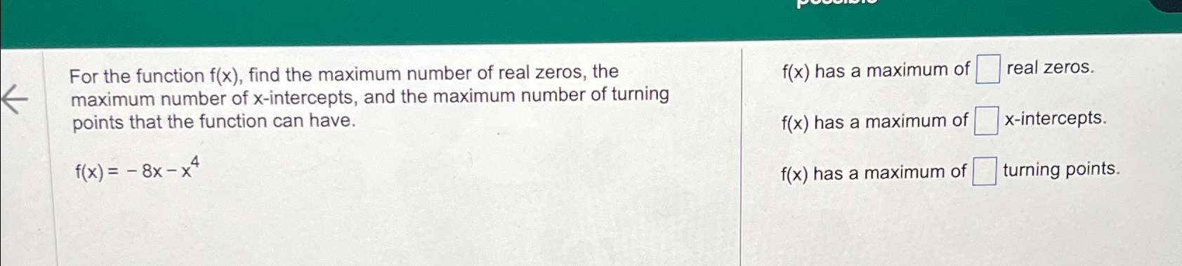 Solved For the function f(x), ﻿find the maximum number of | Chegg.com