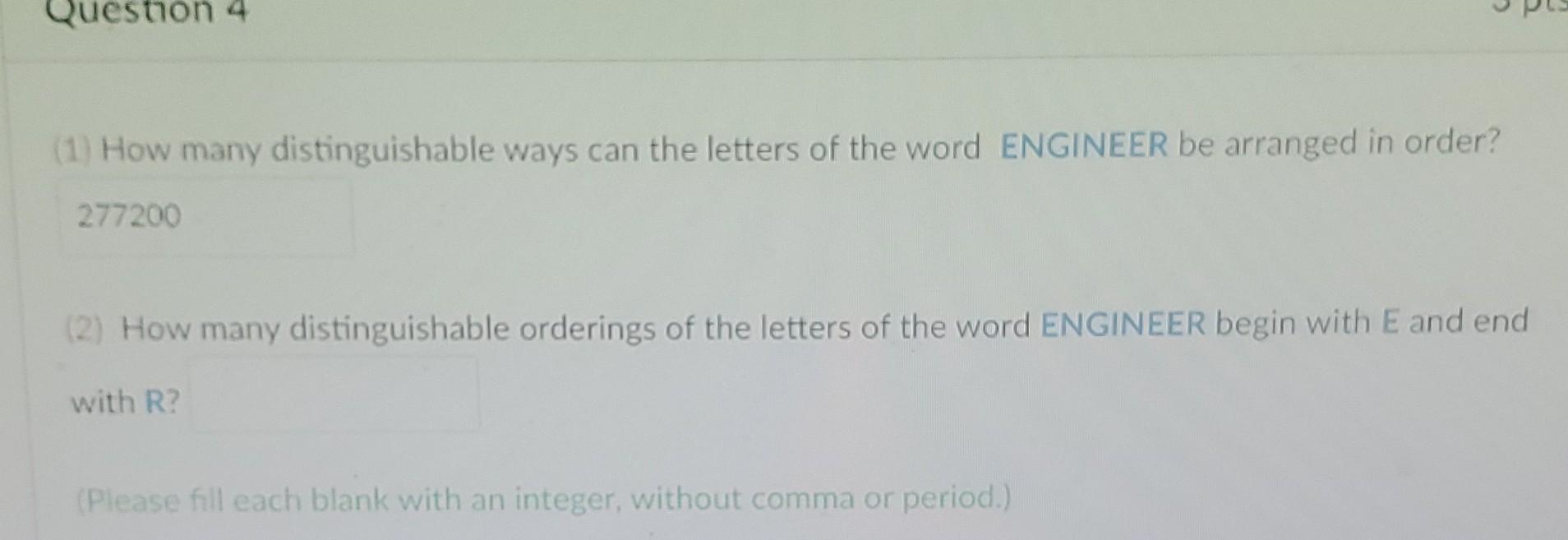 Solved (1) How many distinguishable ways can the letters of | Chegg.com