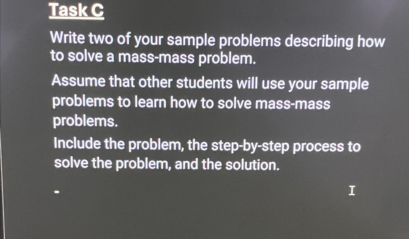 Solved Task CWrite two of your sample problems describing | Chegg.com