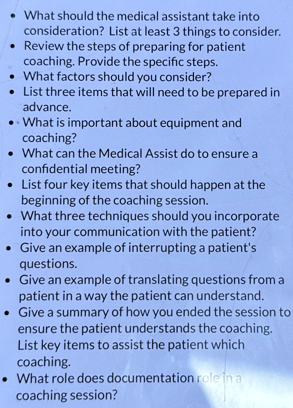 Solved What should the medical assistant take into | Chegg.com