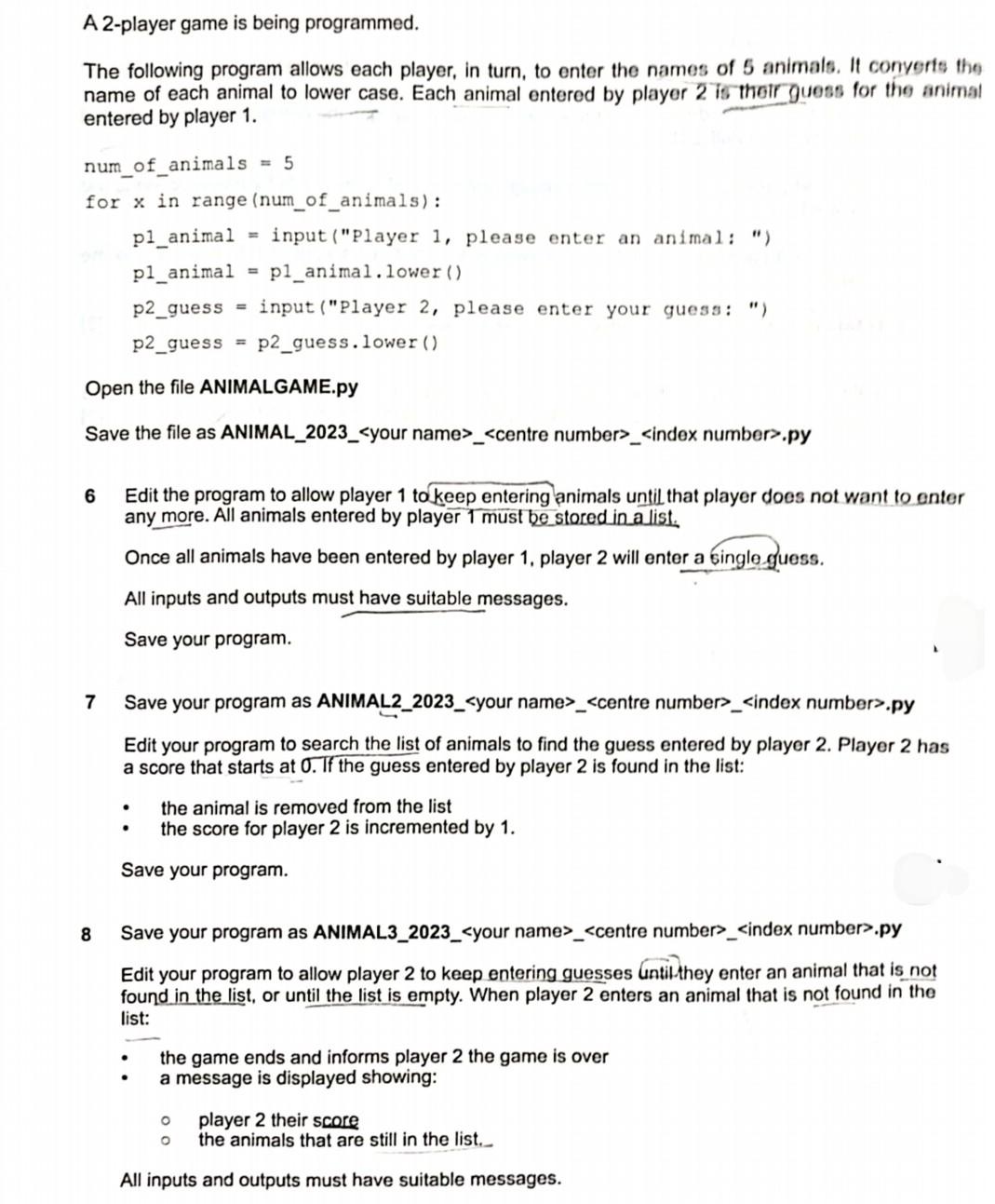 Solved A 2-player game is being programmed. The following | Chegg.com