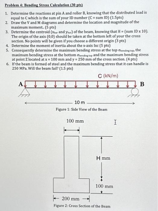 Solved Problem 4: Bending Stress Calculation ( 30pts) 1. | Chegg.com
