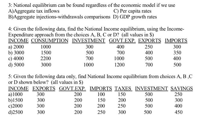 Solved 3: National equilibrium can be found regardless of | Chegg.com