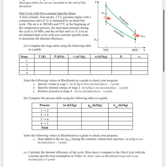 Solved Isentropic Ideal gas tables for air are included at | Chegg.com