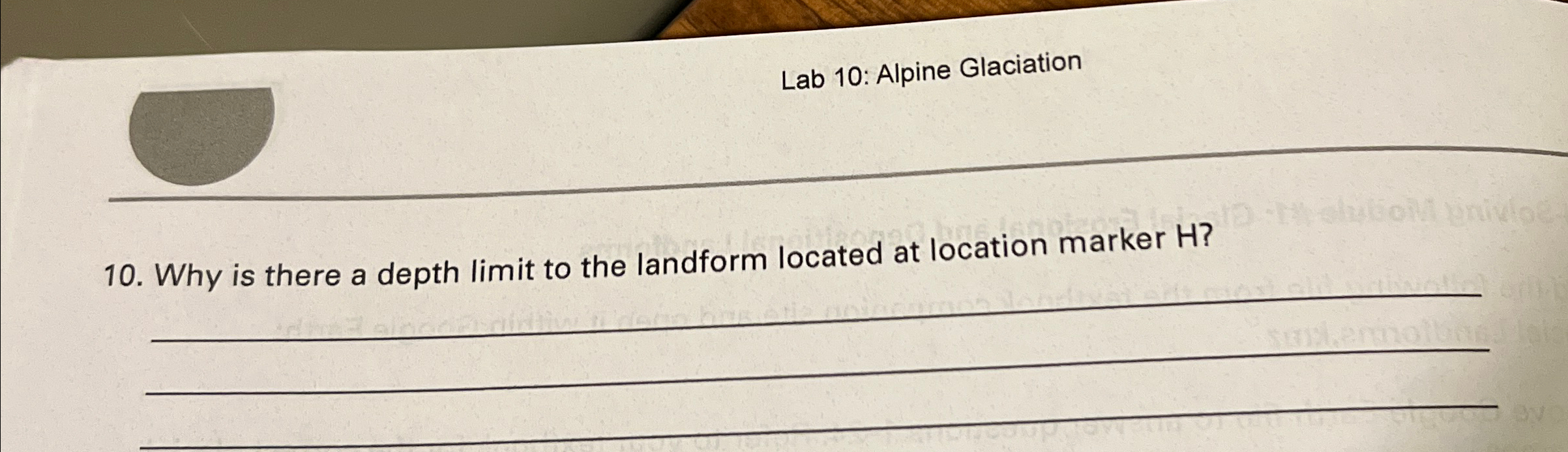 Solved Lab 10: Alpine Glaciation10. ﻿Why is there a depth | Chegg.com