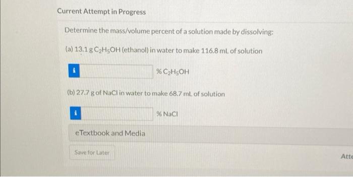 Solved Determine the mass/volume percent of a solution made | Chegg.com