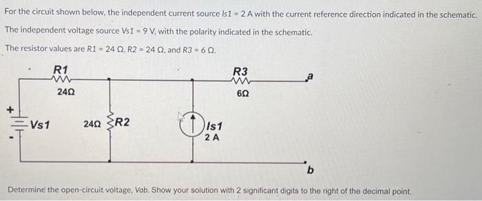 Solved For the circuit shown below, the independent current | Chegg.com