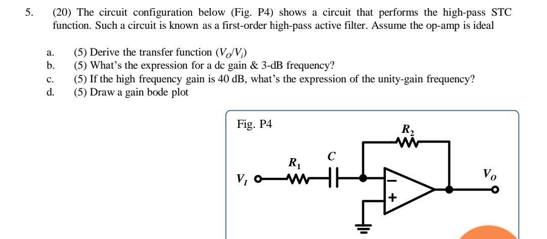 Solved 5. . (20) The circuit configuration below (Fig. P4) | Chegg.com