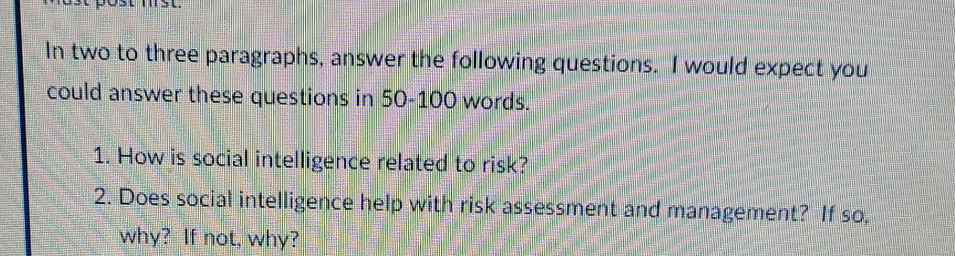 Solved In two to three paragraphs, answer the following | Chegg.com