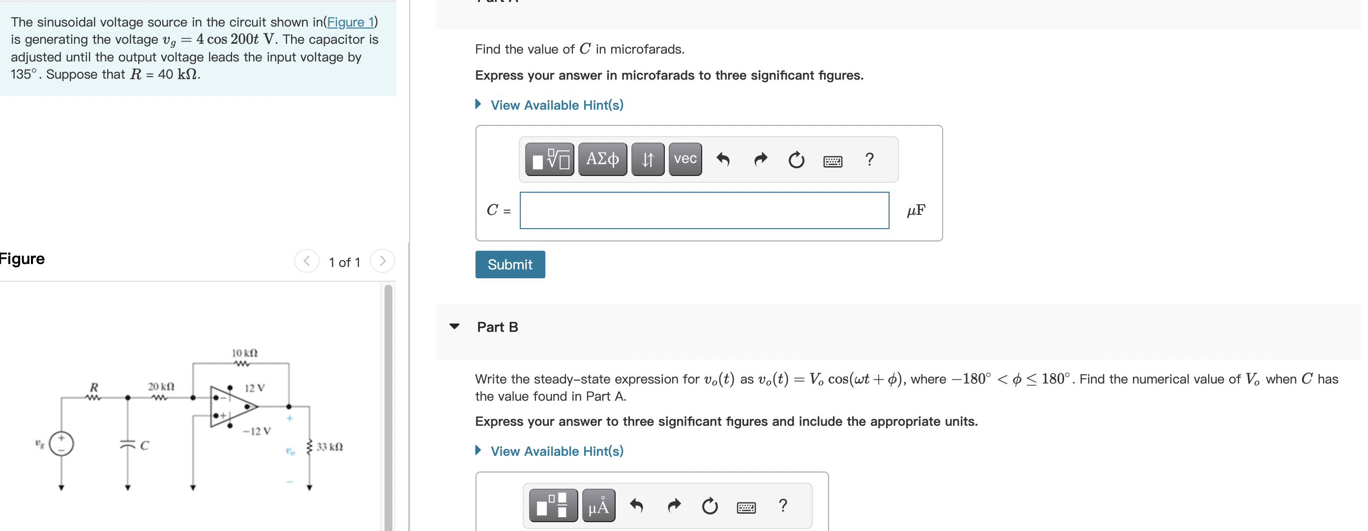 Solved The sinusoidal voltage source in the circuit shown | Chegg.com