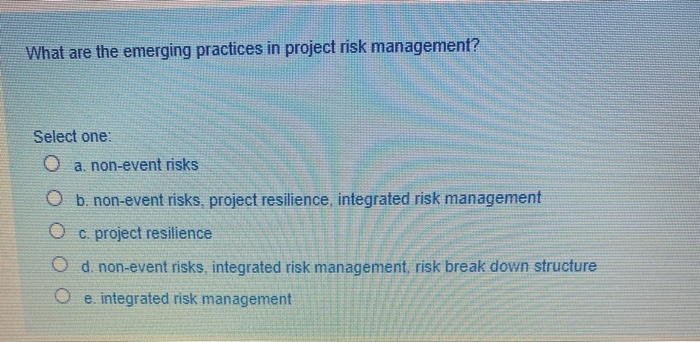 Solved What are the emerging practices in project risk | Chegg.com