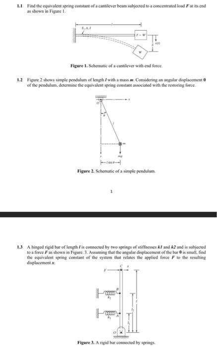 Solved 1.1 Find the equivalent spring constant of a | Chegg.com