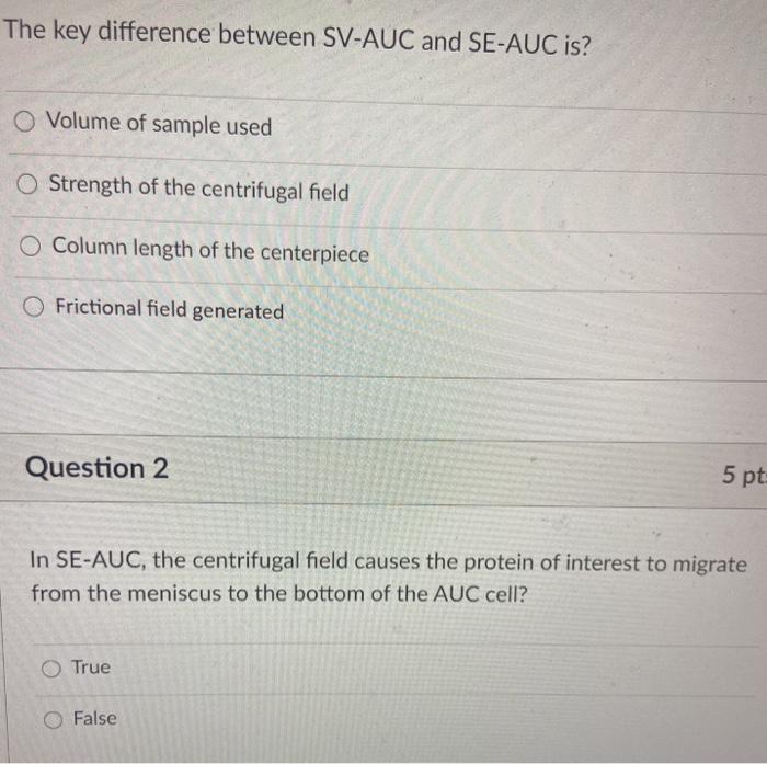 Solved The key difference between SV-AUC and SE-AUC is? O | Chegg.com