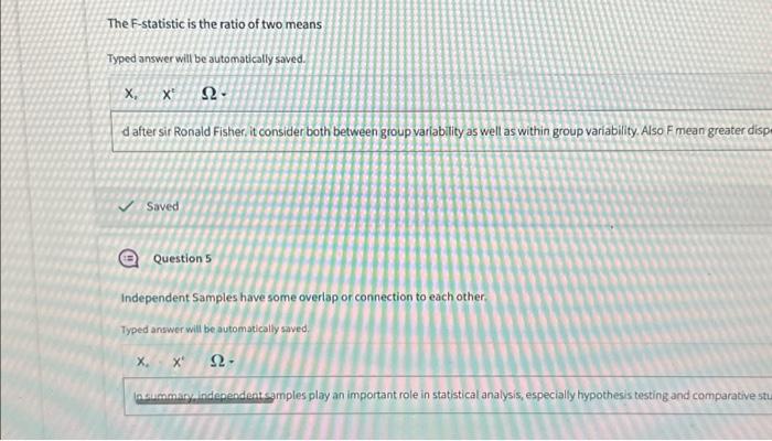 Solved The F-statistic is the ratio of two means Typed | Chegg.com
