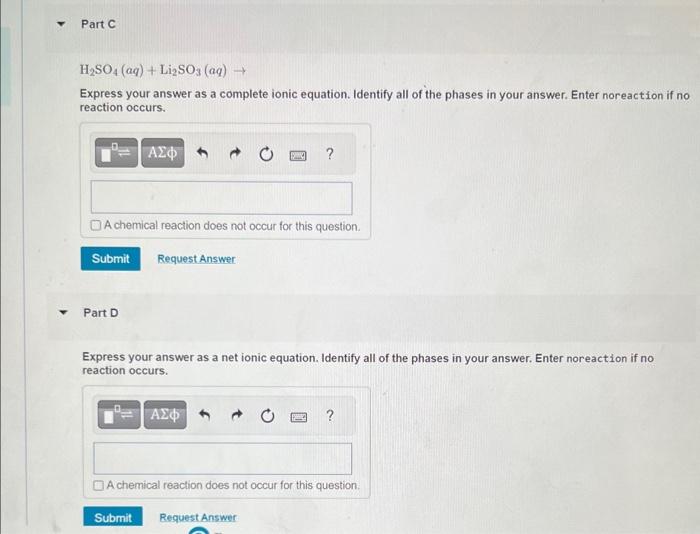 Solved H2SO4(aq)+Li2SO3(aq)→ Express your answer as a | Chegg.com