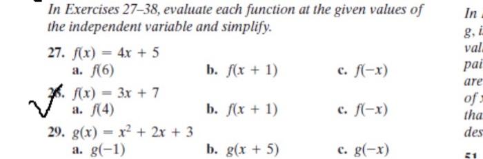 Solved In In Exercises 27–38, evaluate each function at the | Chegg.com