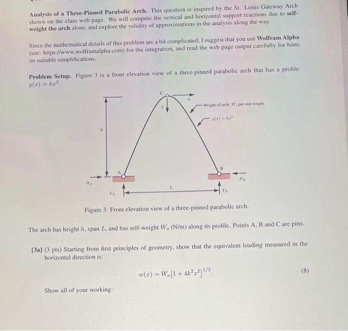 Analysis of a Three-Pinned Parabolic Arch. This | Chegg.com