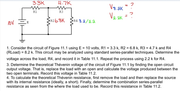 Solved 3.3K 4.7K V8.2k R1 R3 lov = 3:26.8K 3r4 8.2/2.2 1. | Chegg.com