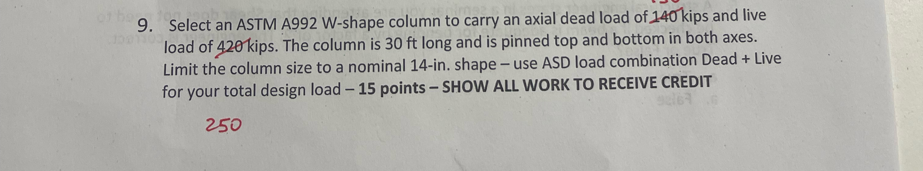 Solved Select an ASTM A992 ﻿W-shape column to carry an axial | Chegg.com