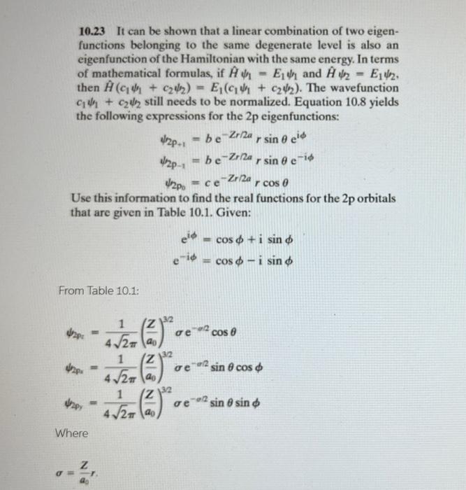 Solved a 10.23 It can be shown that a linear combination of | Chegg.com