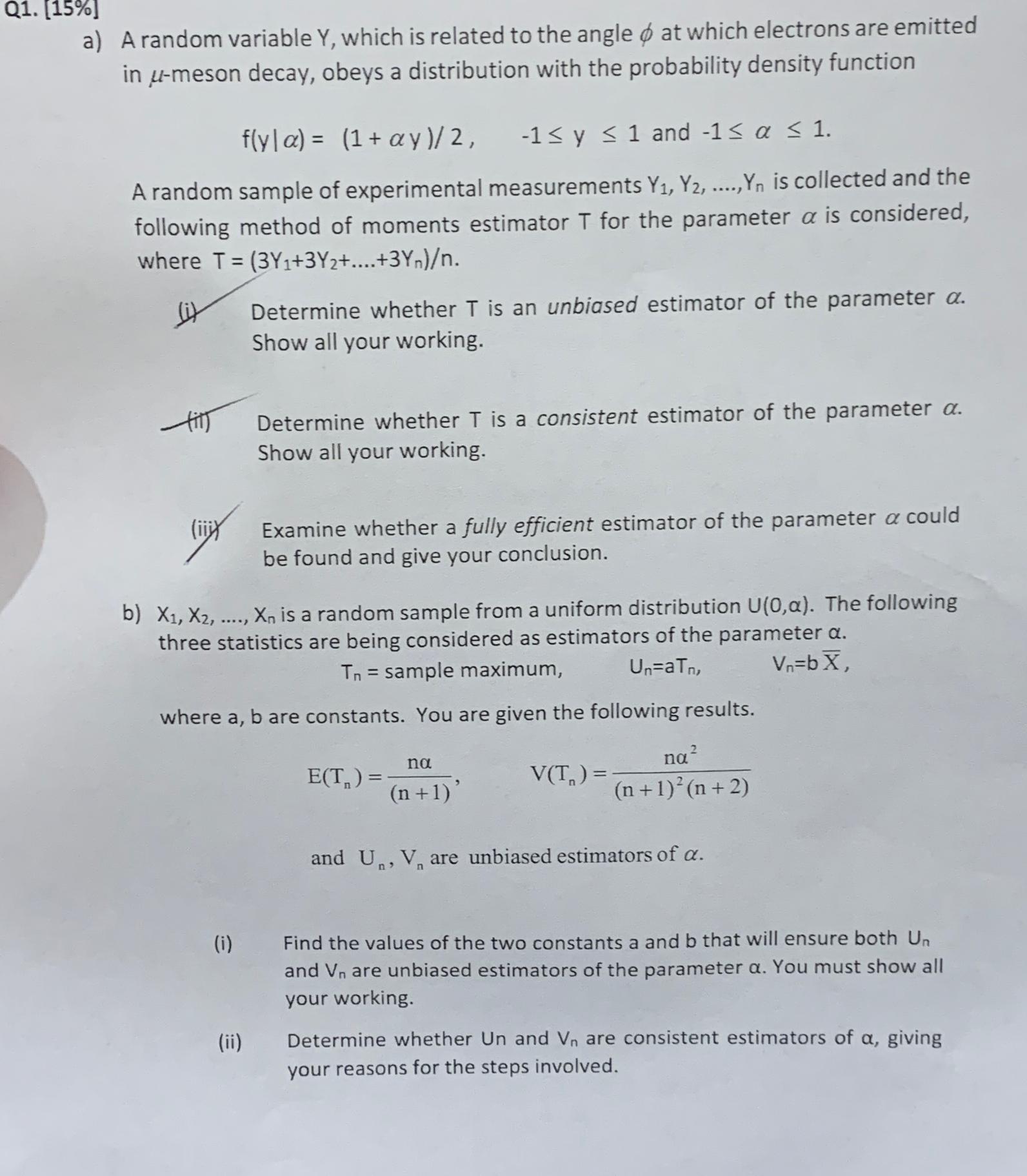 Solved Q1. [15%]a) ﻿A random variable Y, ﻿which is related | Chegg.com