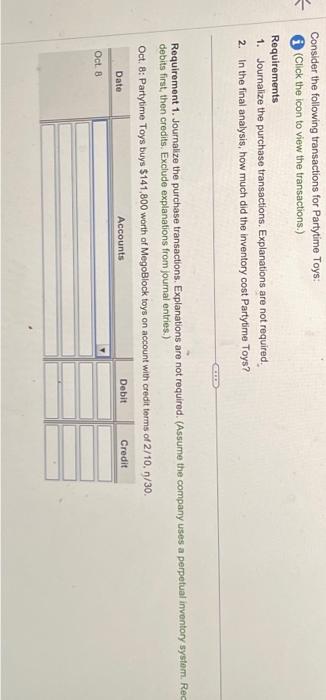 Solved Consider the following transactions for Partytime | Chegg.com