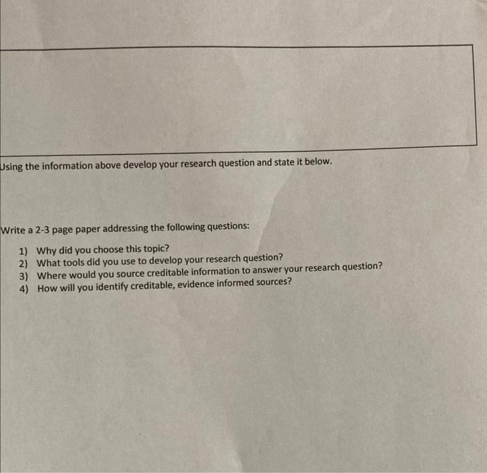 Solved Developing a Research Question Assignment Review RNAO | Chegg.com