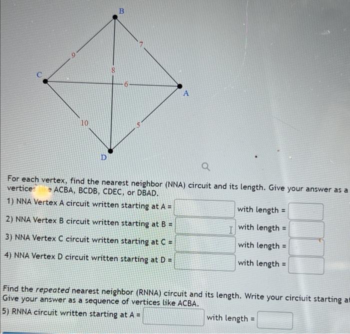 Solved 10 B A D Q For each vertex, find the nearest neighbor | Chegg.com