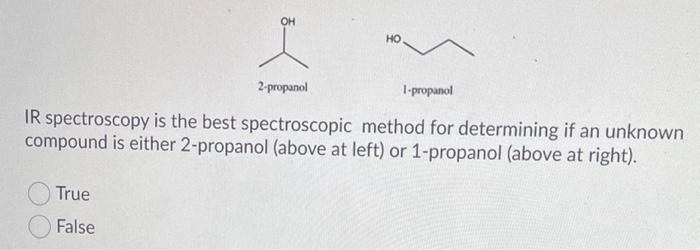 Solved OH HO 2-propanol 1-propanol IR spectroscopy is the | Chegg.com