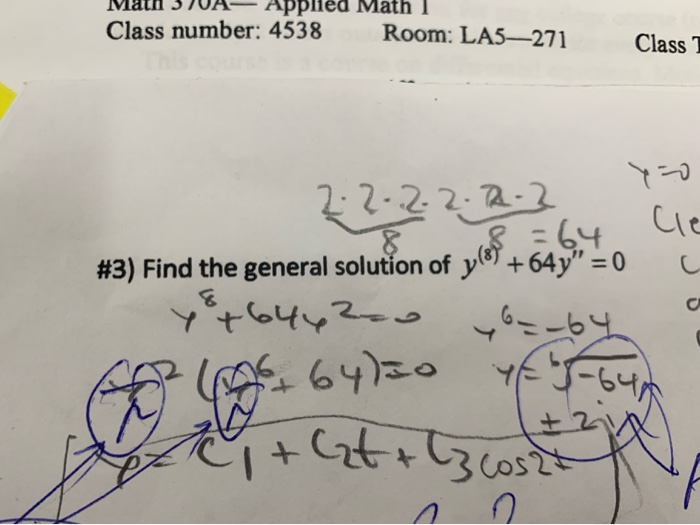 Solved Math 370A- Applied Math 1 Class number: 4538 Room: | Chegg.com