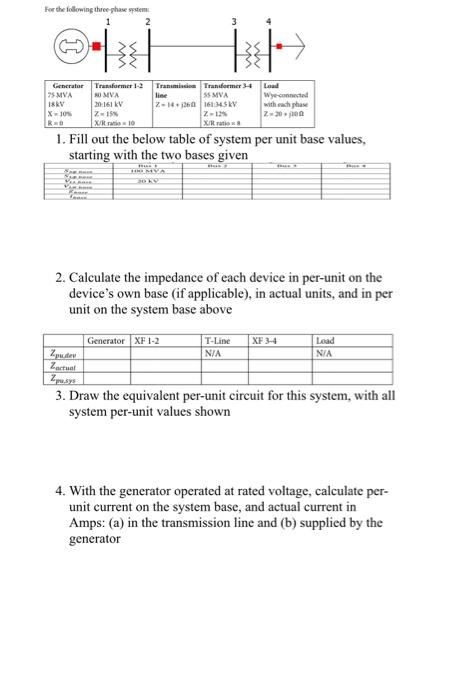 For the followine three-whase sestenu. 1. Fill out | Chegg.com