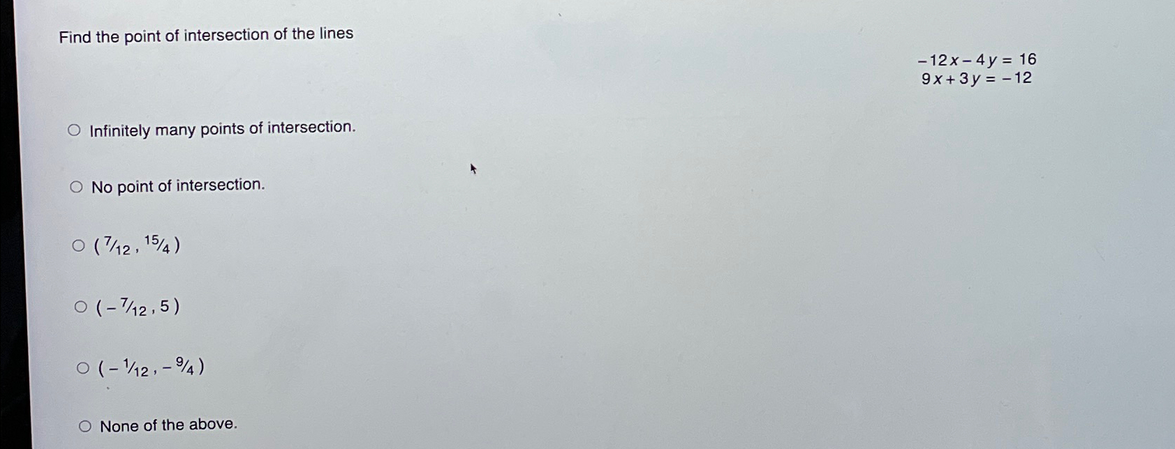 Solved Find the point of intersection of the | Chegg.com