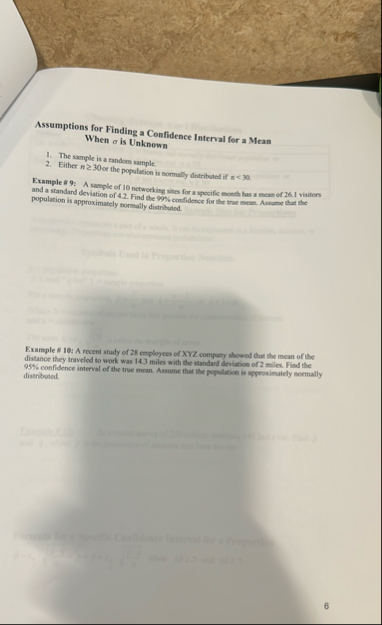 Solved Assumptions for Finding a Confidence Interval for a | Chegg.com