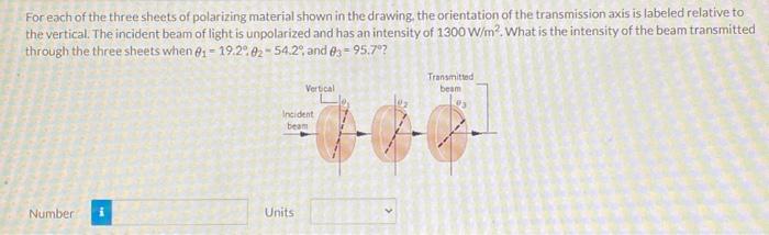 Solved For each of the three sheets of polarizing material | Chegg.com