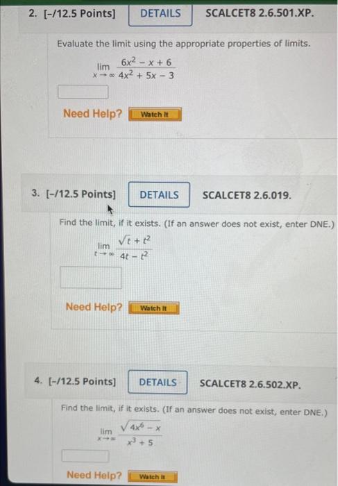 Solved Evaluate the limit using the appropriate properties | Chegg.com