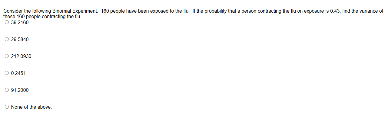 Solved Consider the following Binomial Experiment: 160 | Chegg.com