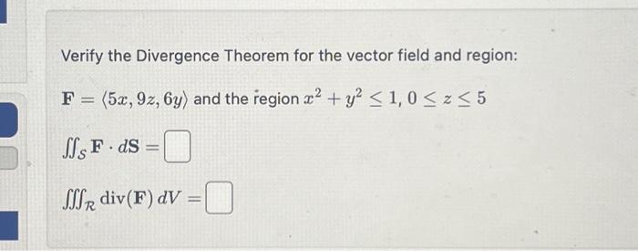 Solved Verify the Divergence Theorem for the vector field | Chegg.com