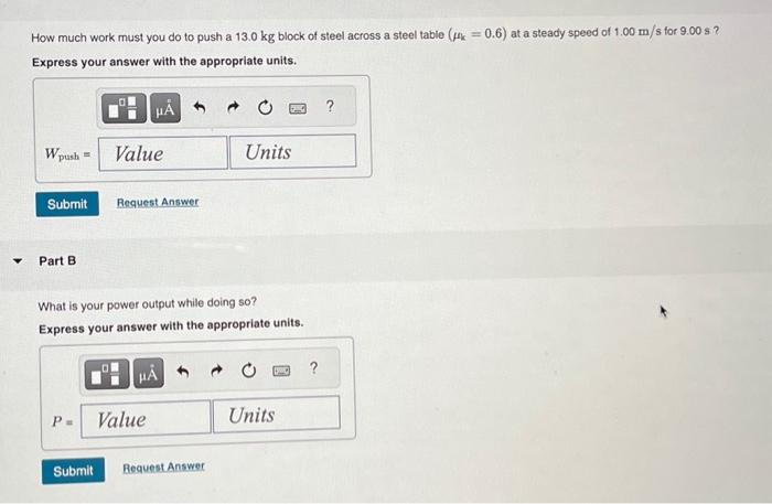 Solved How much work must you do to push a 13.0 kg block of | Chegg.com