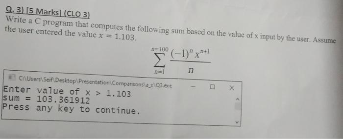 Solved Q. 3) [5 Marks] (CLO 3) Write a C program that | Chegg.com
