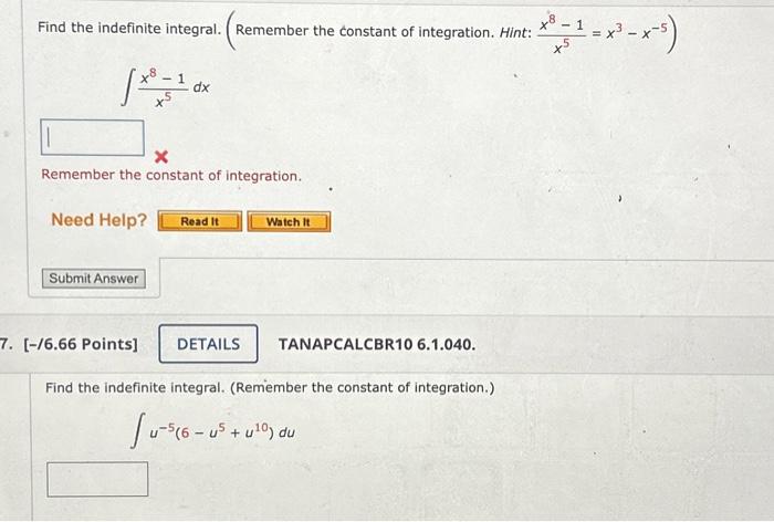 Find the indefinite integral. (Remember the constant | Chegg.com