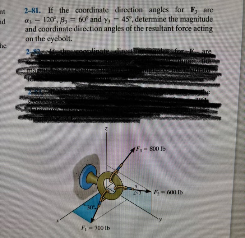 Solved 2-81. ﻿If the coordinate direction angles for F3 ﻿are | Chegg.com