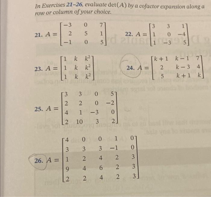 Solved A=⎣⎡4319203242034641−122200333⎦⎤In Exercises 21-26, | Chegg.com