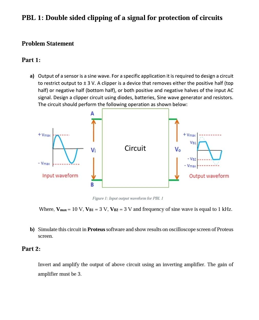 Solved PBL 1: Double sided clipping of a signal for | Chegg.com