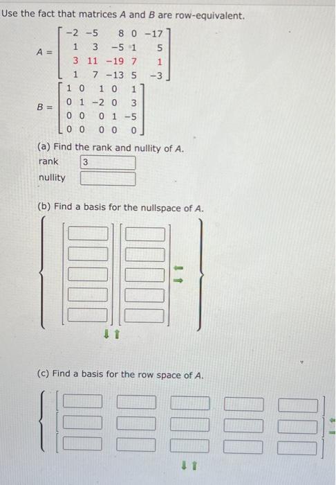 Solved Jse the fact that matrices A and B are | Chegg.com
