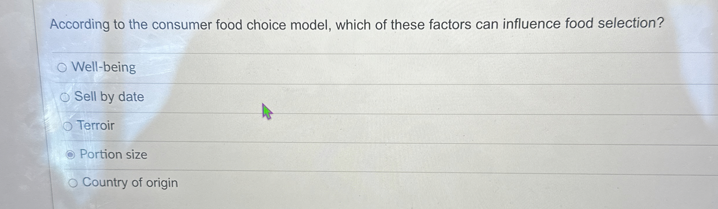 Solved According to the consumer food choice model, which of | Chegg.com