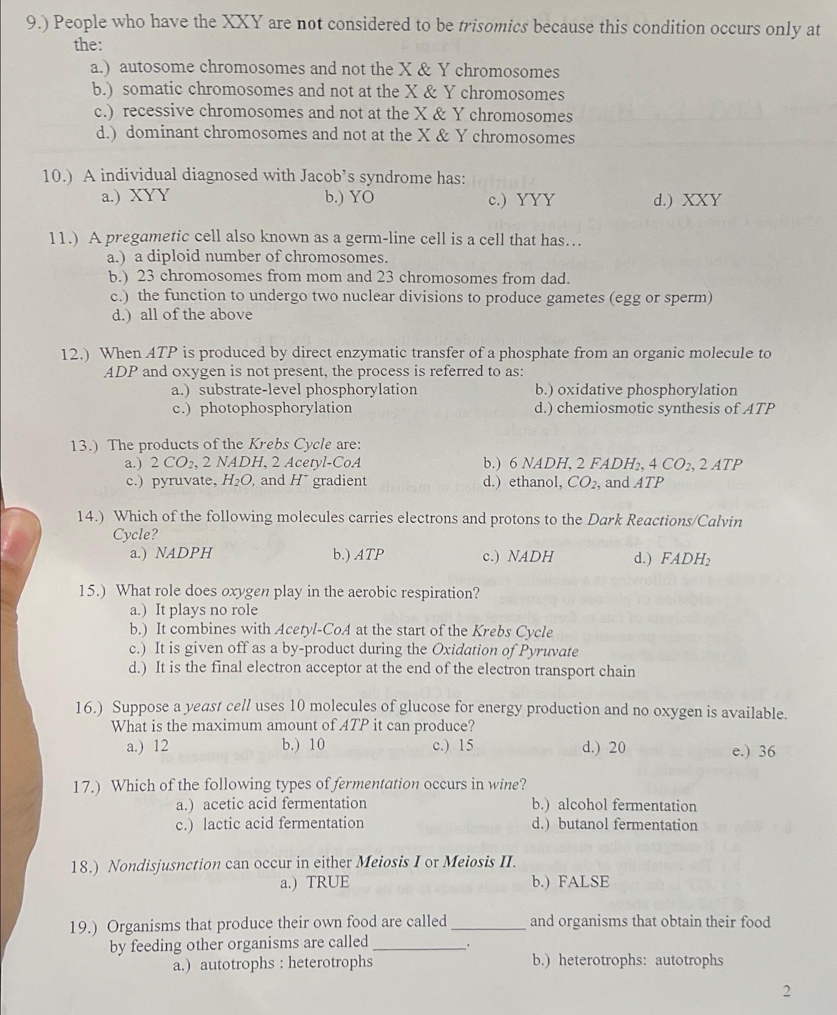 Solved 9.) ﻿People who have the XXY are not considered to be | Chegg.com